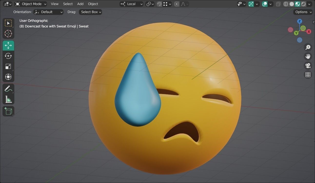 3D model Downcast face with Sweat Animated Emoji VR / AR / low-poly ...