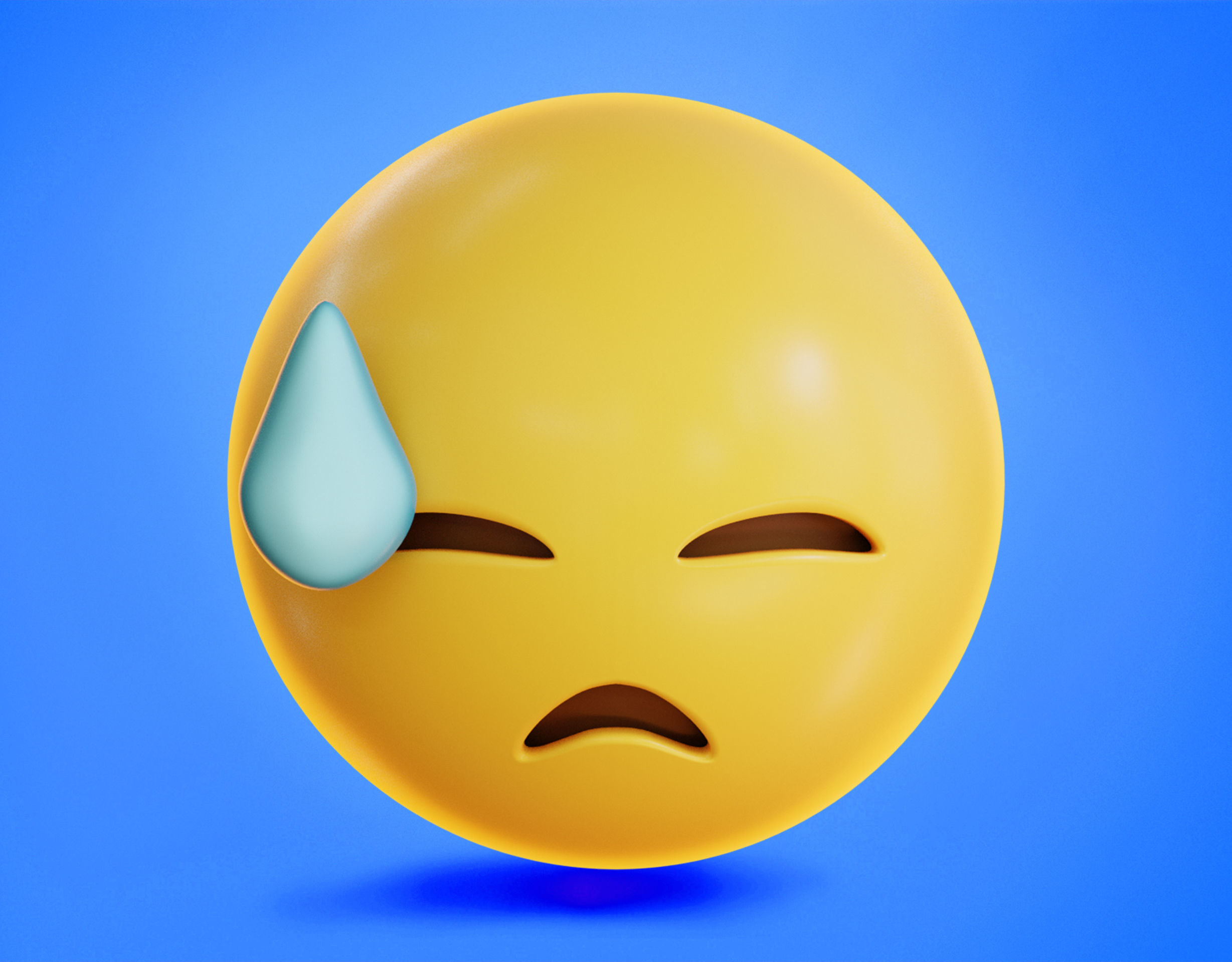 3D model Downcast face with Sweat Animated Emoji VR / AR / low-poly ...