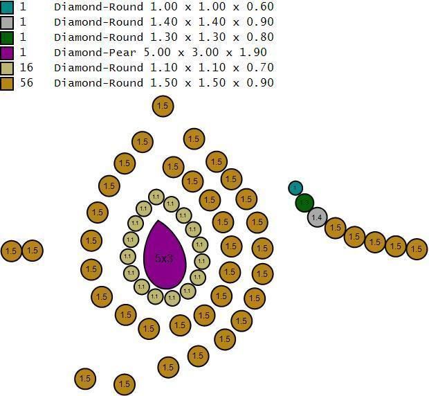 Ruby Pear With Daimonds Ring 3D printable Model 3D print model 3D model ...