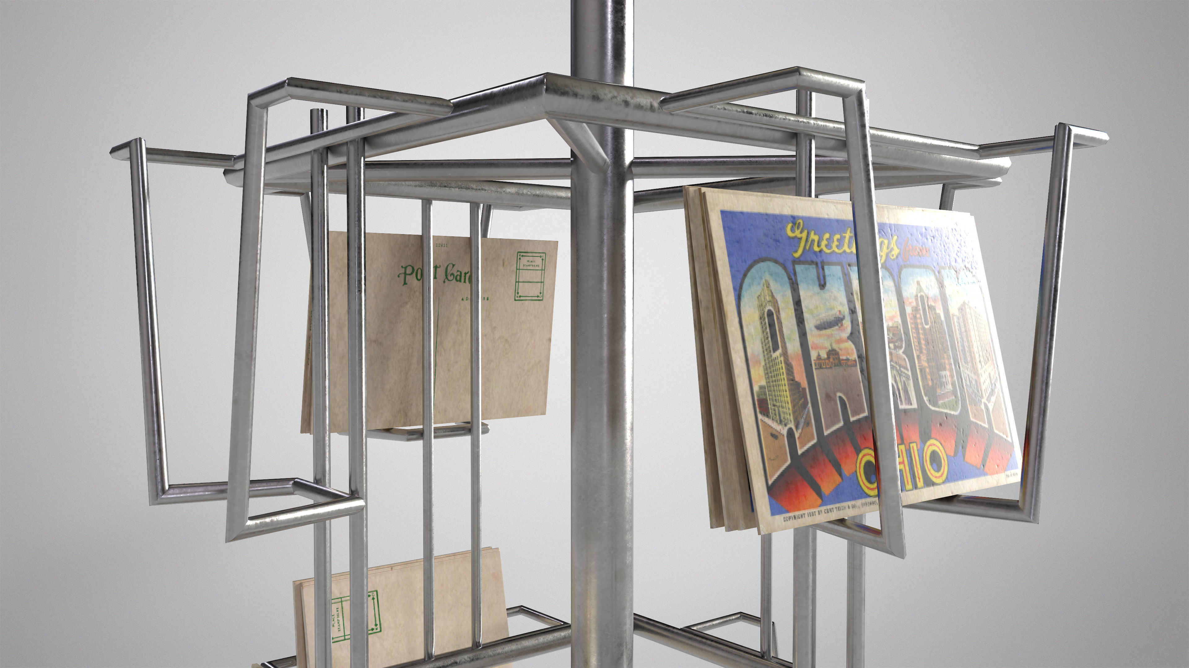 3D model Metal Postcard Display - Retro American Postcard Stand Rack VR ...