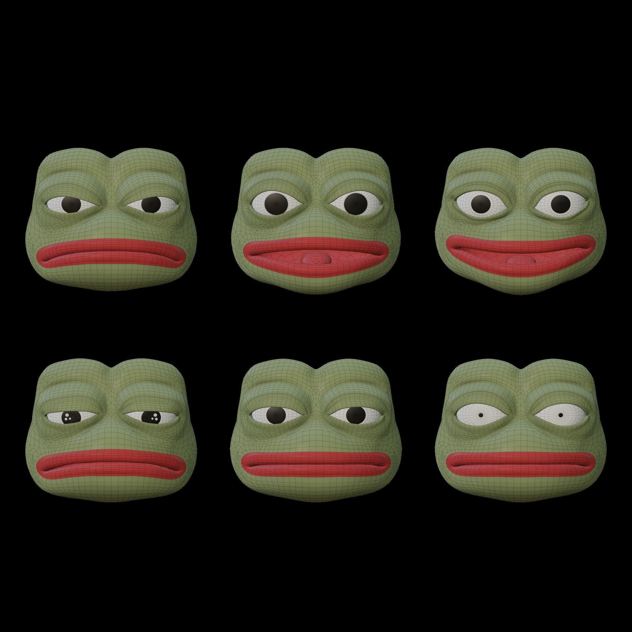 3D model Pepe the Frog Meme Bundle - 5 Ready Expressions Model VR / AR ...