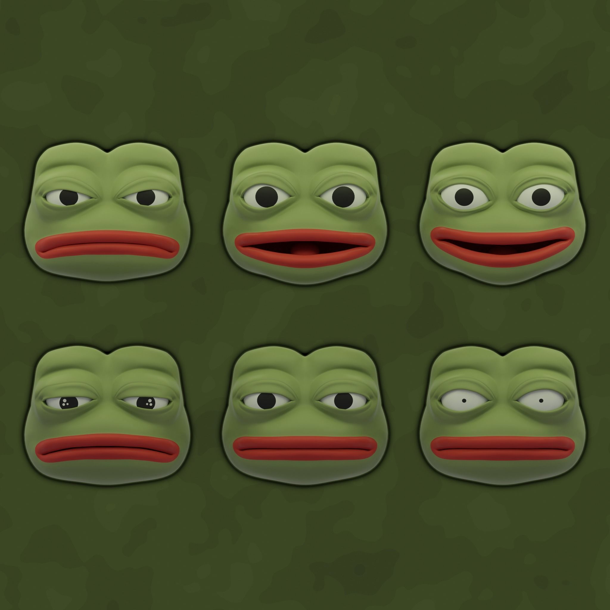 3D model Pepe the Frog Meme Bundle - 5 Ready Expressions Model VR / AR ...