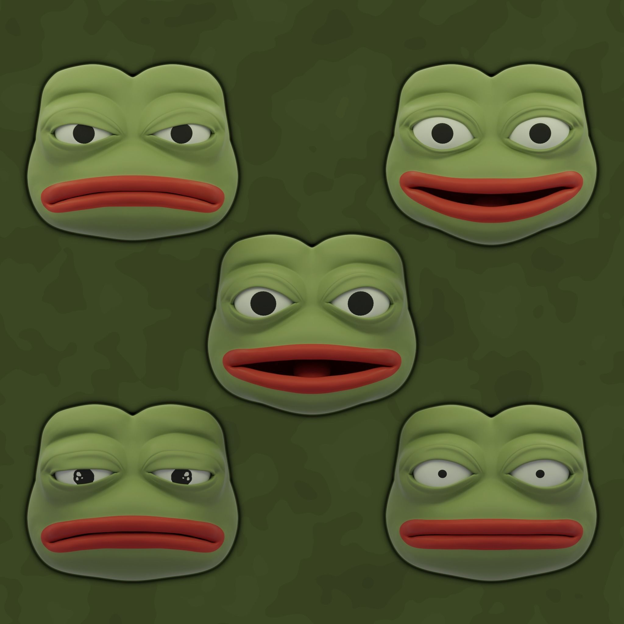 3D model Pepe the Frog Meme Bundle - 5 Ready Expressions Model VR / AR ...