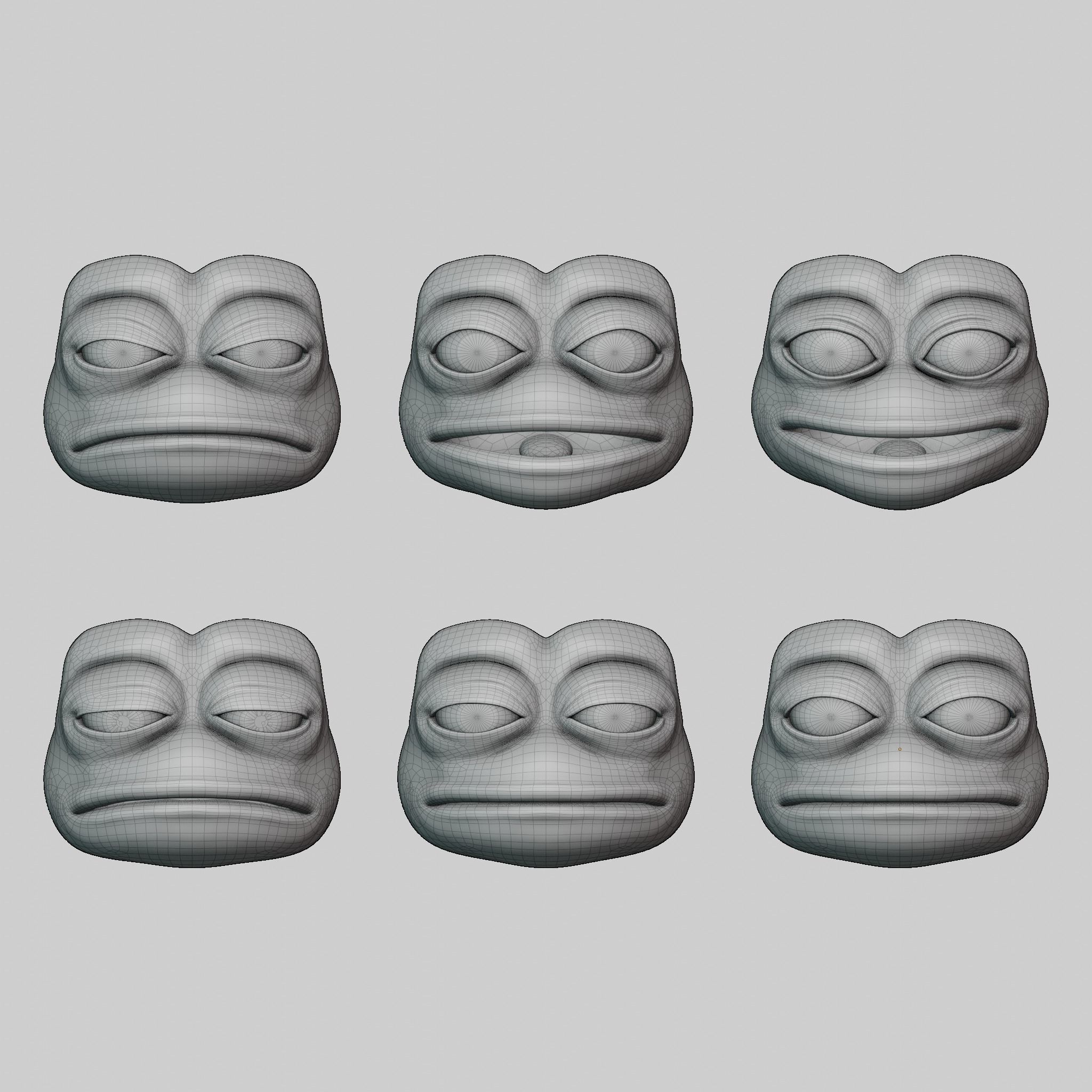 3D model Pepe the Frog Meme Bundle - 5 Ready Expressions Model VR / AR ...