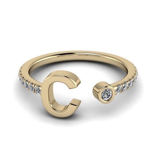 Jewelry Alphabet ring C 3D model 3D printable | CGTrader