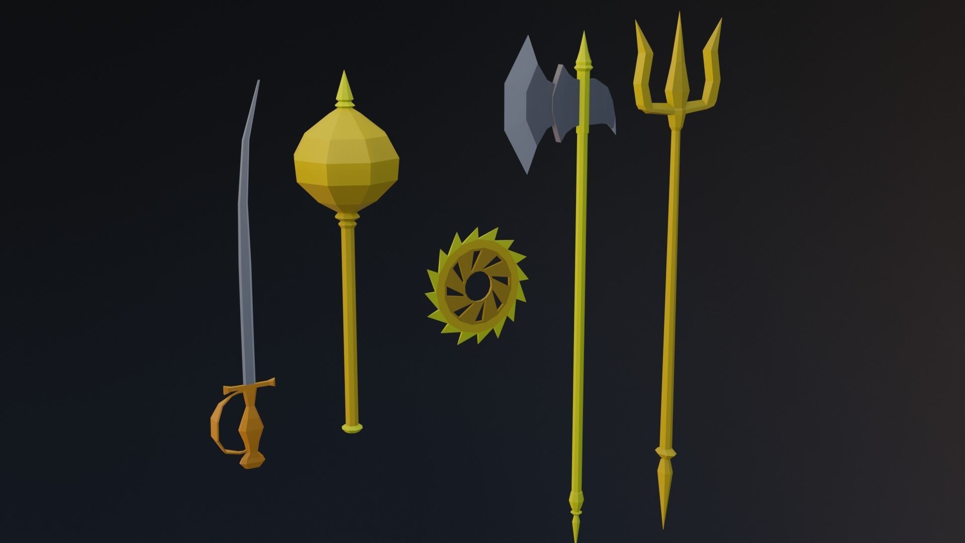 3D model indian god weapons pack VR / AR / low-poly | CGTrader