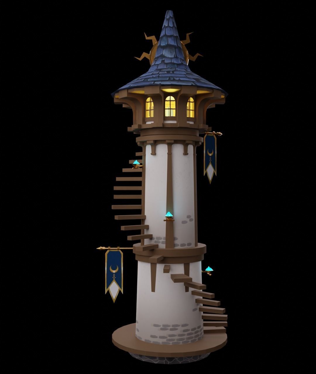 3D model Low poly Fantasy Tower VR / AR / low-poly | CGTrader