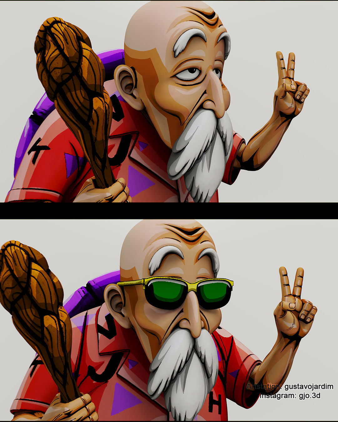 Dragonball Master Roshi - Master Senin - Mestre Kame - Figure 3D model ...