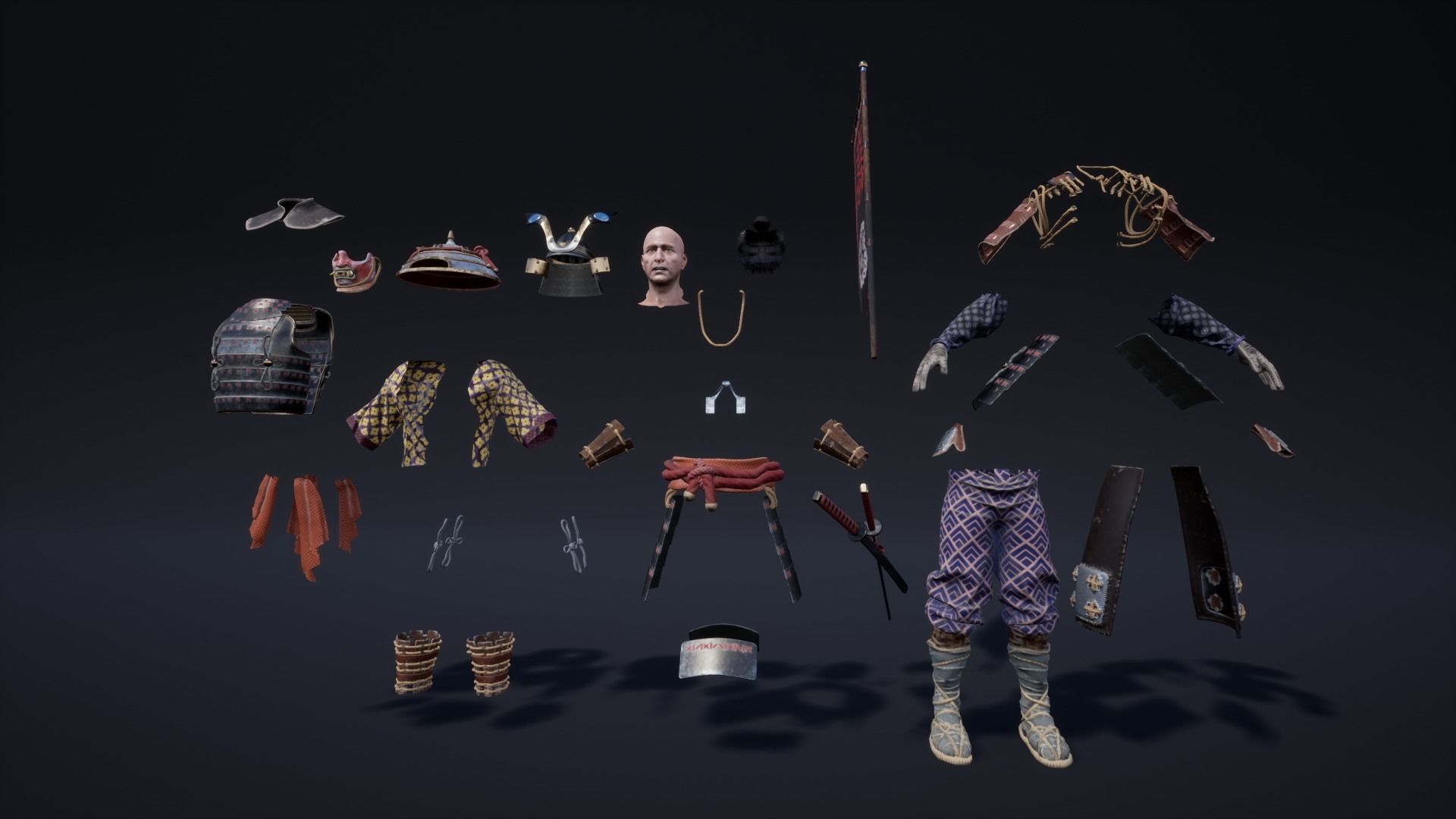 3D model SAMURAI three swords VR / AR / low-poly | CGTrader