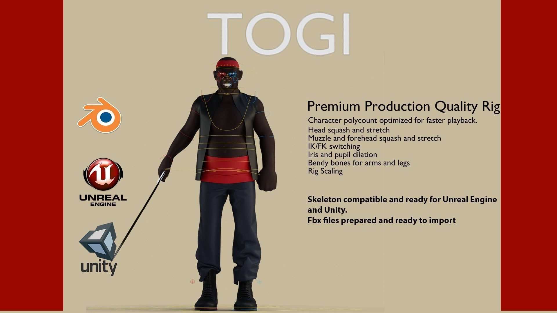 TOGI RIG BLENDER VERSION 3D model rigged | CGTrader