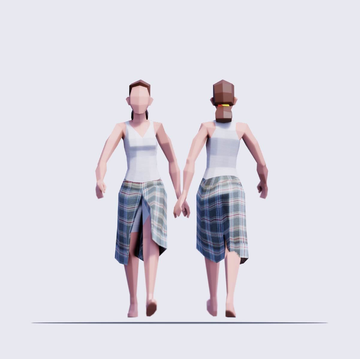 3D model Summer People - Animated and Rigged VR / AR / low-poly | CGTrader