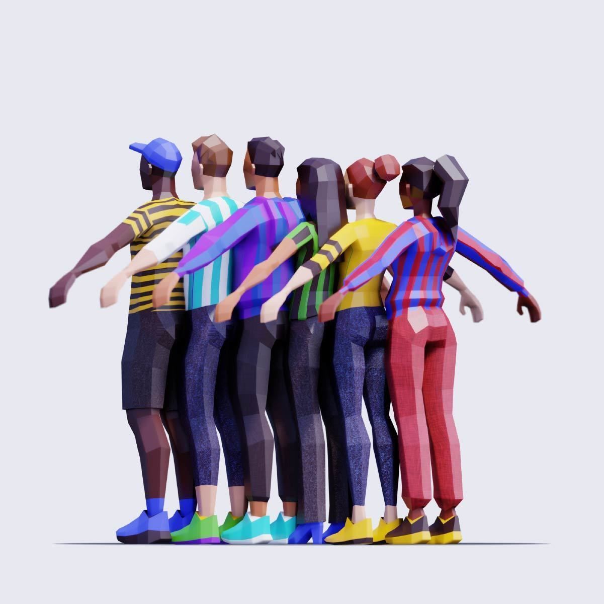 3D model Cheering Crowd Pack - Animated and Rigged VR / AR / low-poly ...