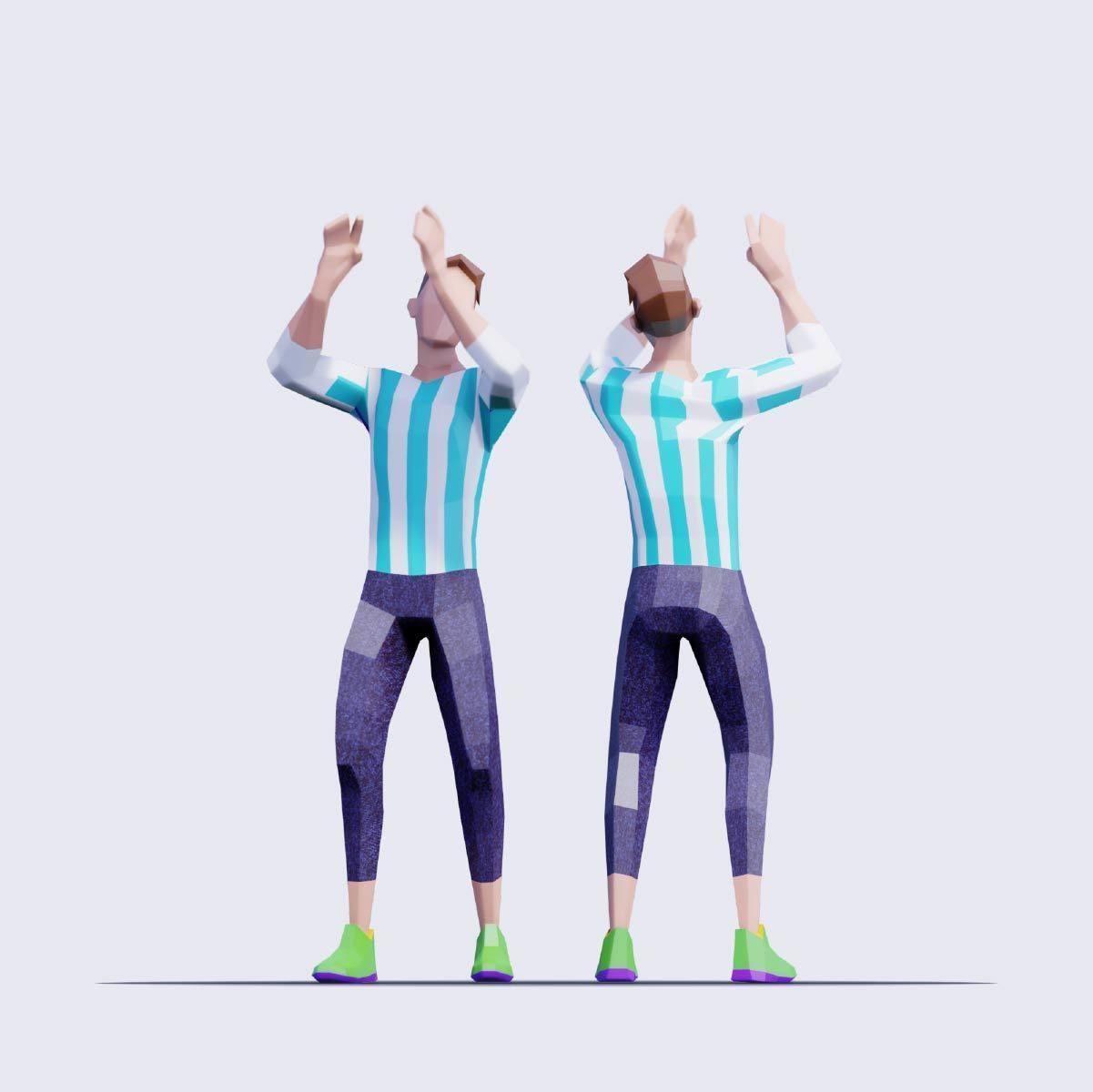 3D model Cheering Crowd Pack - Animated and Rigged VR / AR / low-poly ...