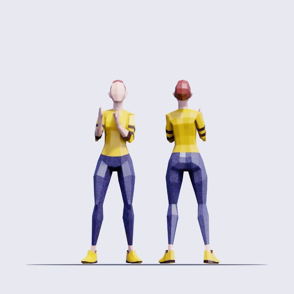 3D model Cheering Crowd Pack - Animated and Rigged VR / AR / low-poly ...