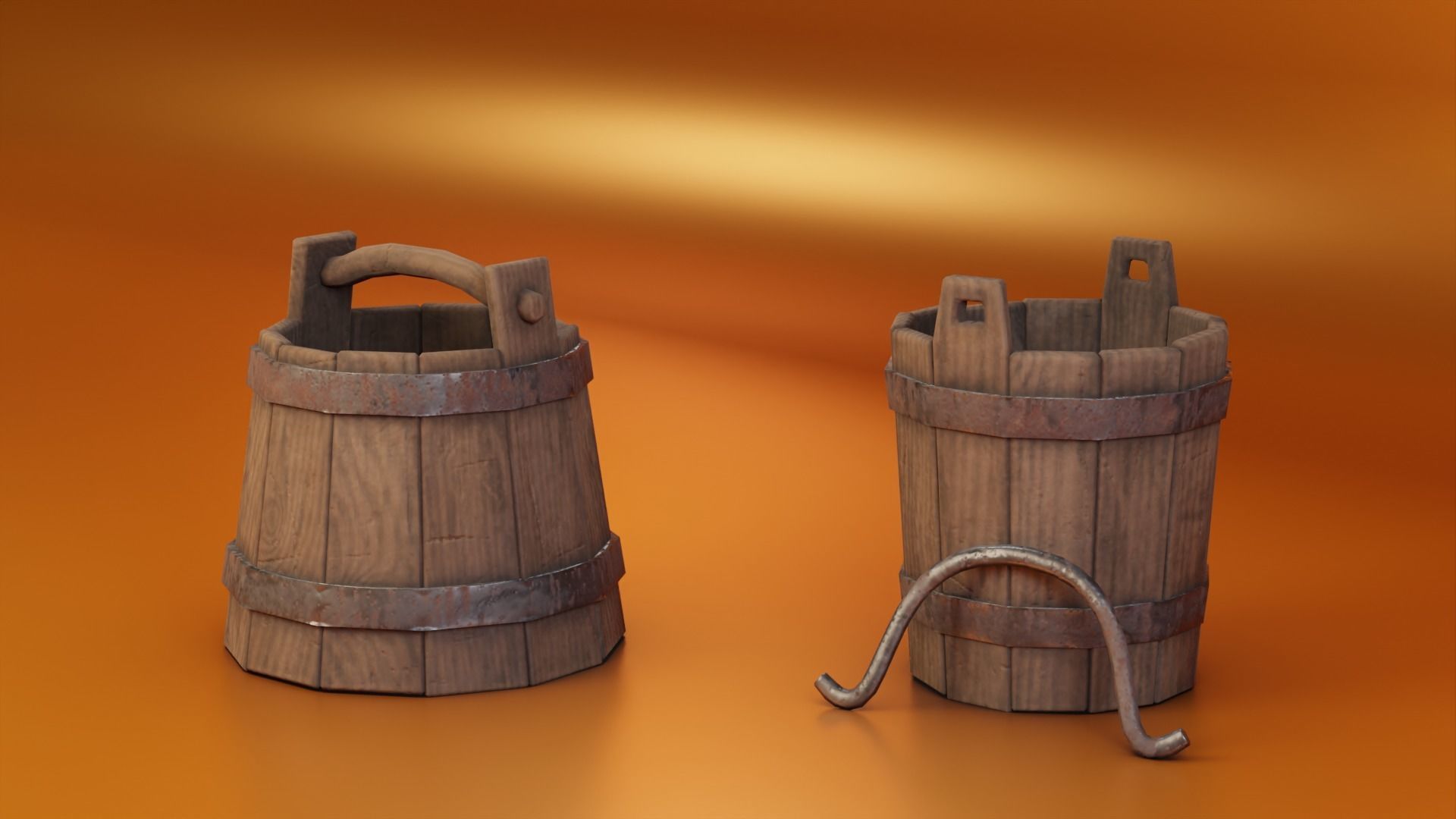 3D model Medieval Wooden Buckets VR / AR / low-poly | CGTrader