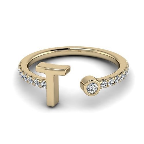 Jewelry Alphabet ring T 3D model 3D printable | CGTrader