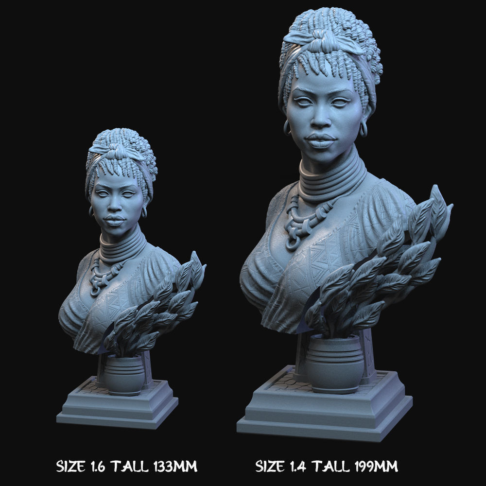 GIMBYA STL bust of african woman 3D model 3D printable | CGTrader