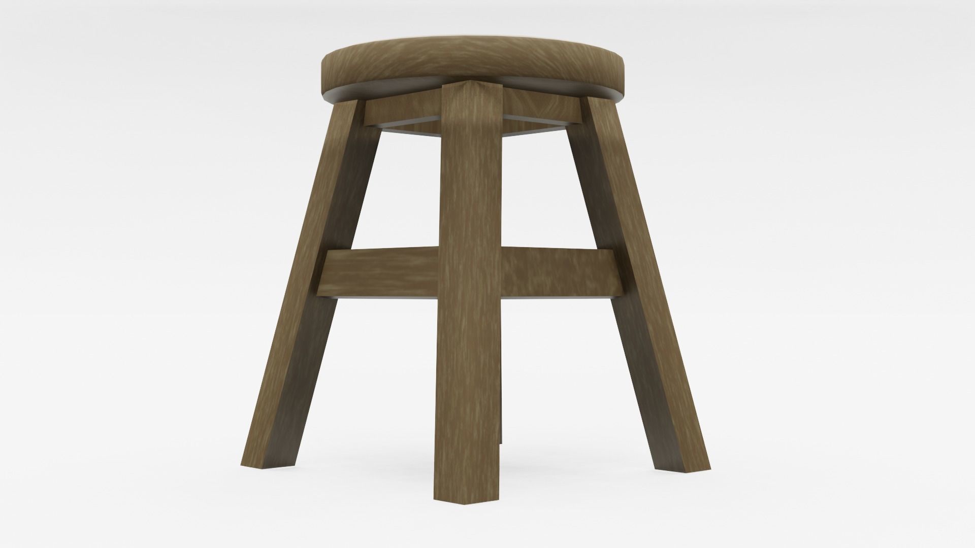 3D model Oak Wooden Chair Stool VR / AR / low-poly | CGTrader