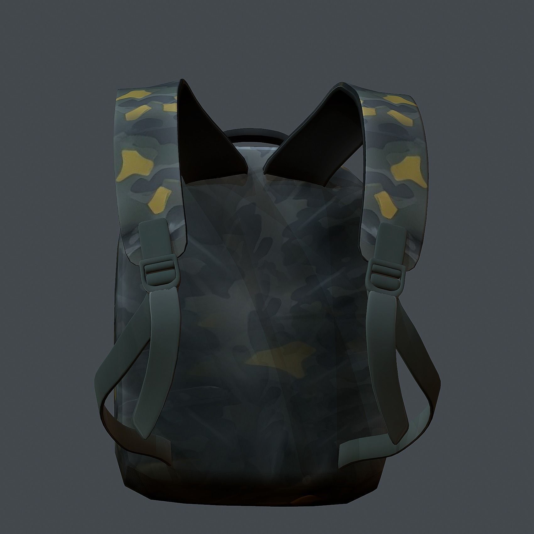 3D model Backpack military combat Black baggage Low-poly VR / AR / low ...