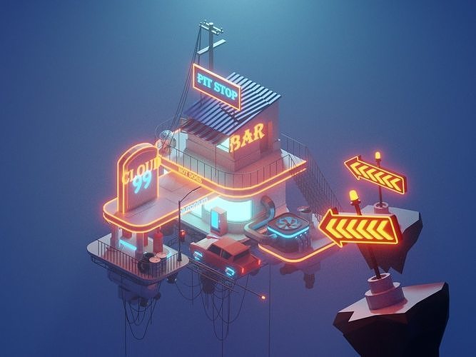 Cyber Space Bar 3D model | CGTrader