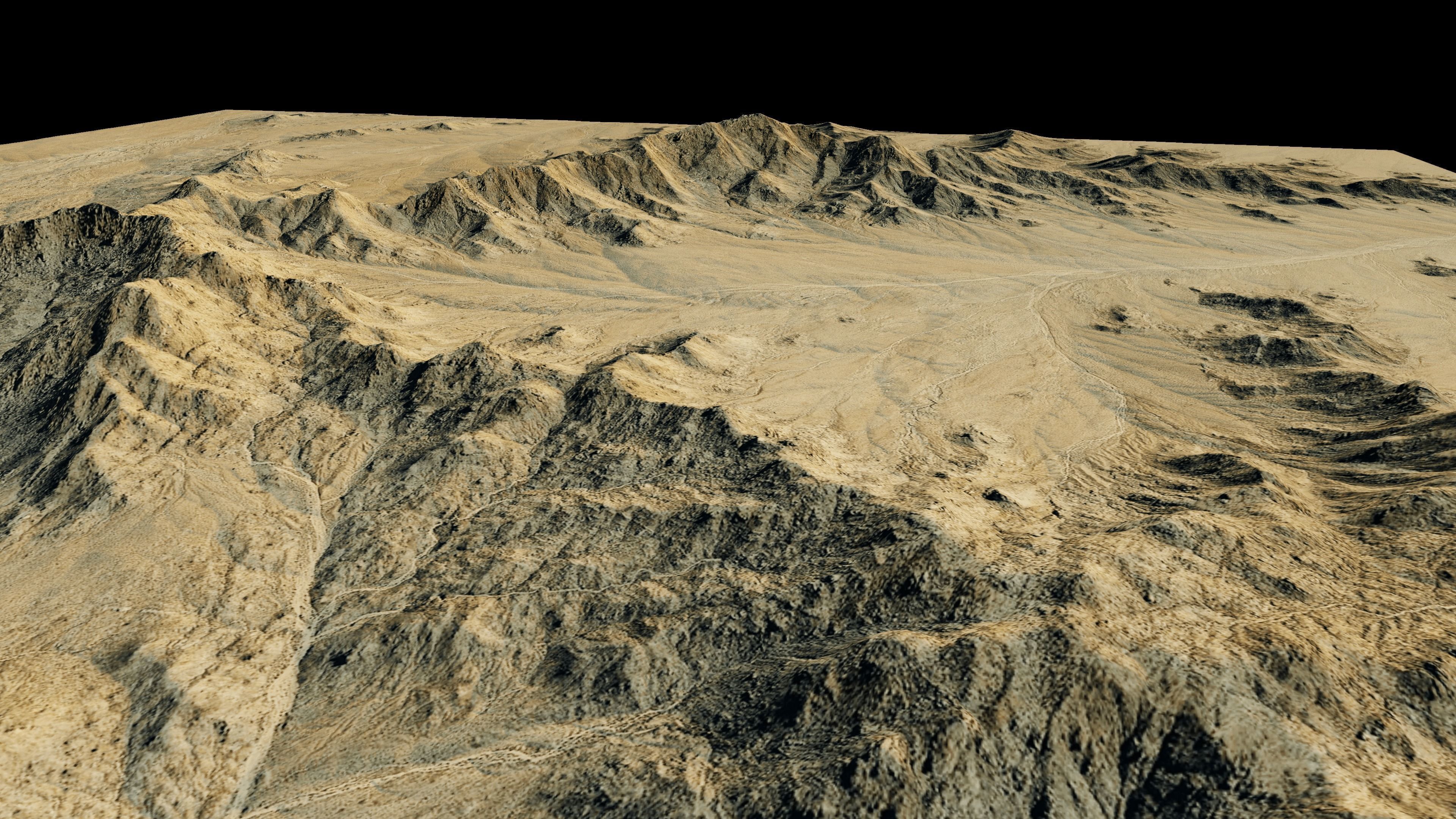 3D model Desert with mountainous terrain VR / AR / low-poly | CGTrader
