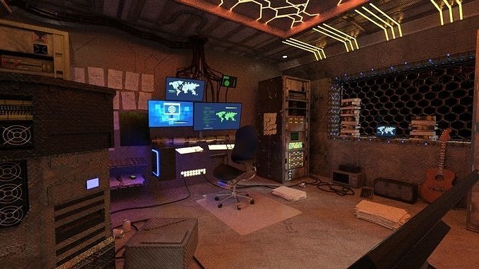 Science fiction hacker server room 3D model | CGTrader