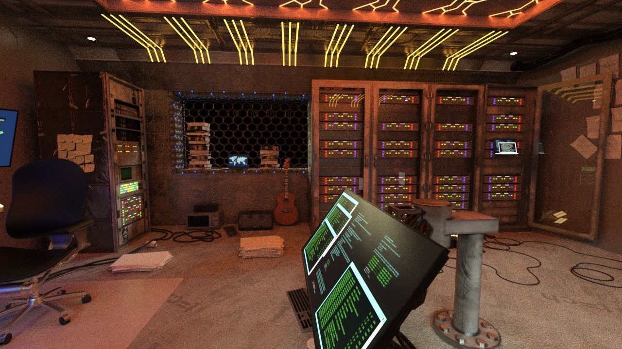 Science Fiction Hacker Server Room 3d Model Cgtrader
