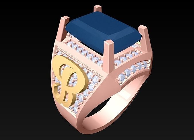 Rectangular Stone Rings - Diamond Rings - N2525 3D model 3D printable ...