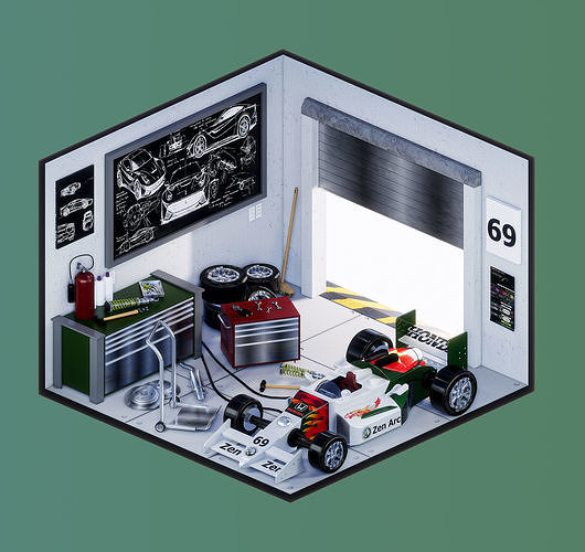 Racing Garage 3D model animated | CGTrader