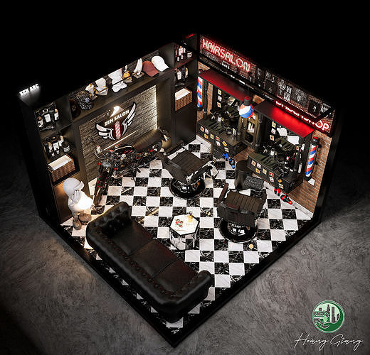 Barber Shop 3D model animated | CGTrader