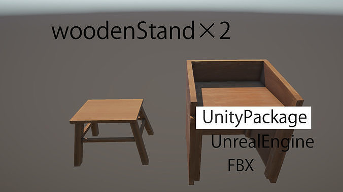 woodenStand1and2 wooden stand x unity package unify engine fx 3D model ...
