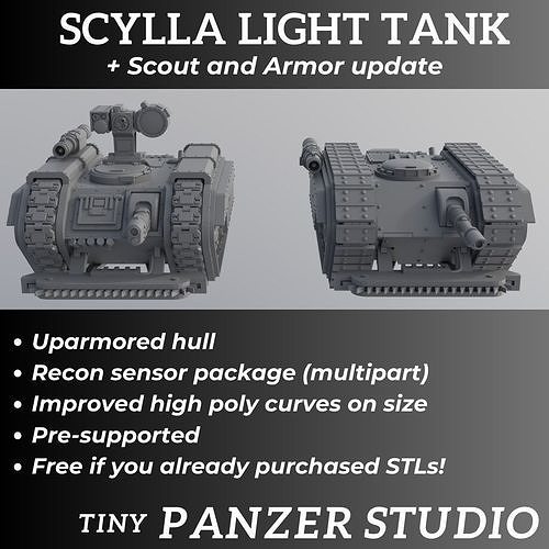 Scylla Light Tank Sentinel 3D model 3D printable | CGTrader
