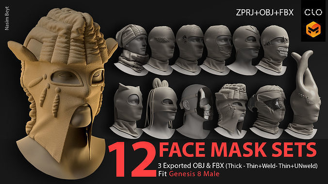 12 FACE MASK PACK - vol01 3D model | CGTrader