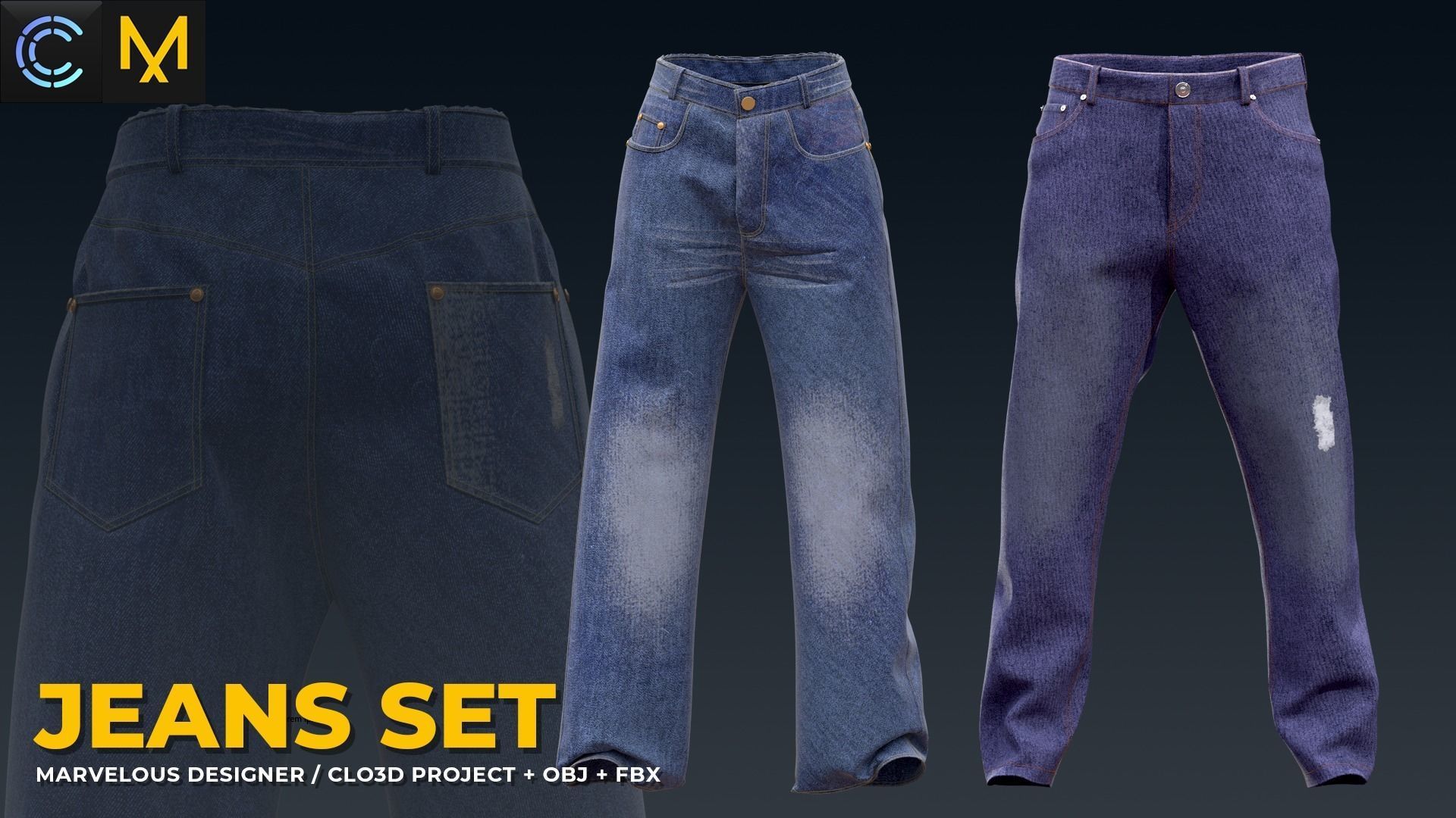 Men and Women Jeans set 3D model | CGTrader