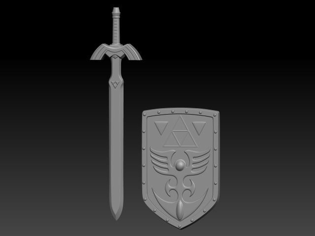 Master Sword and Shield from Zelda a Link the Past - 3D Print 3D model ...