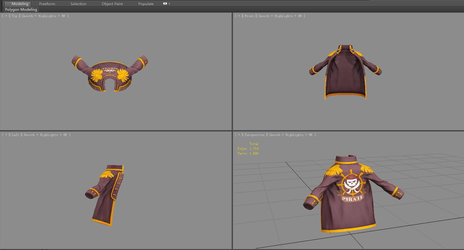 3D model Cartoon pirate captain coat VR / AR / low-poly | CGTrader