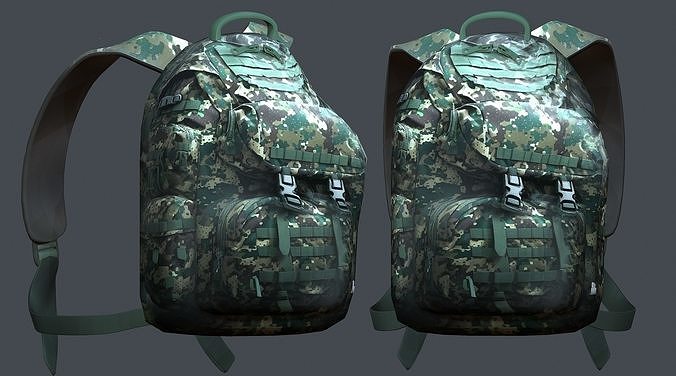 3D model Backpack military combat Black baggage Low-poly VR / AR / low ...
