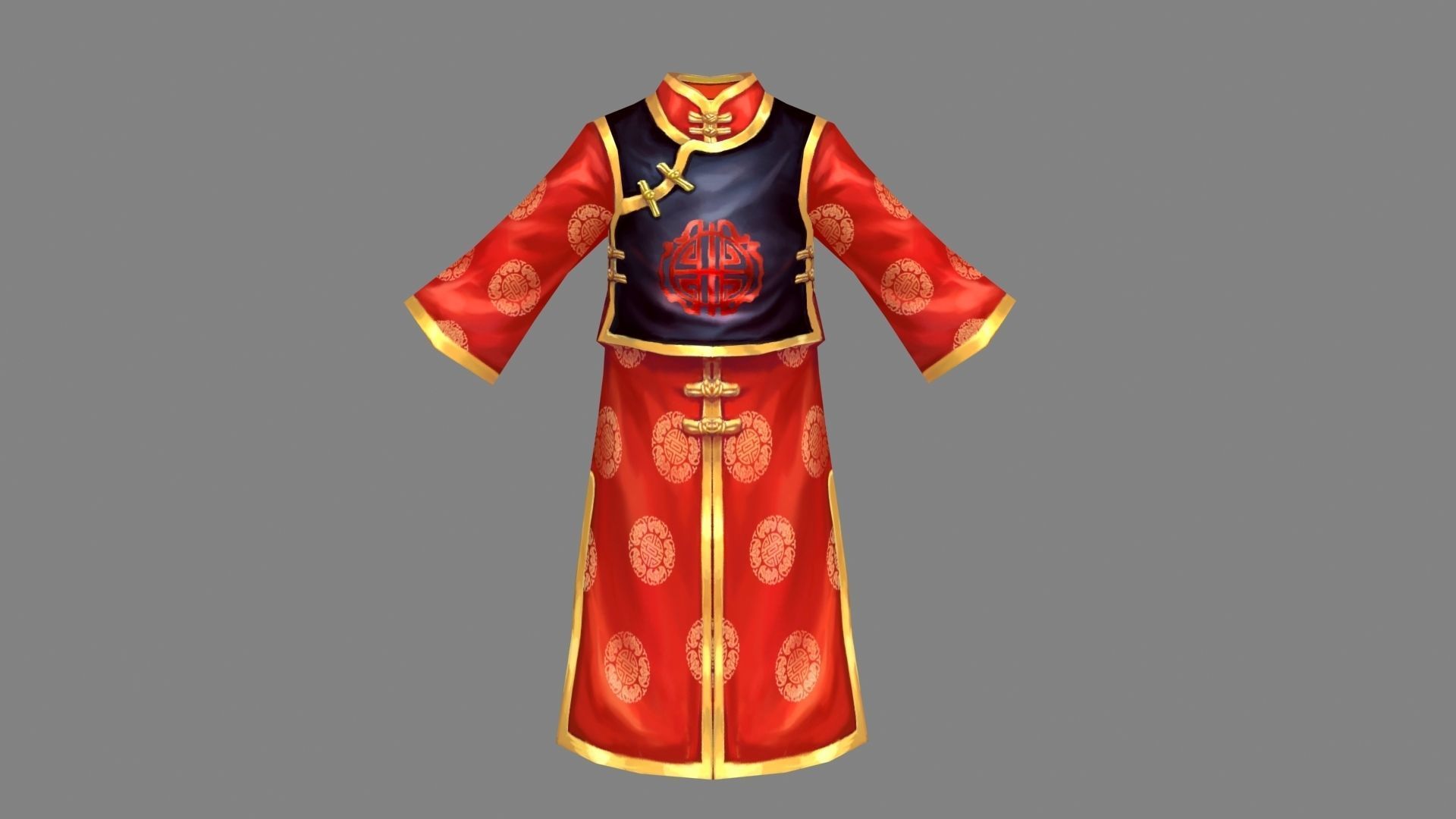 3D model Cartoon Tang costume - traditional Chinese garments VR / AR ...