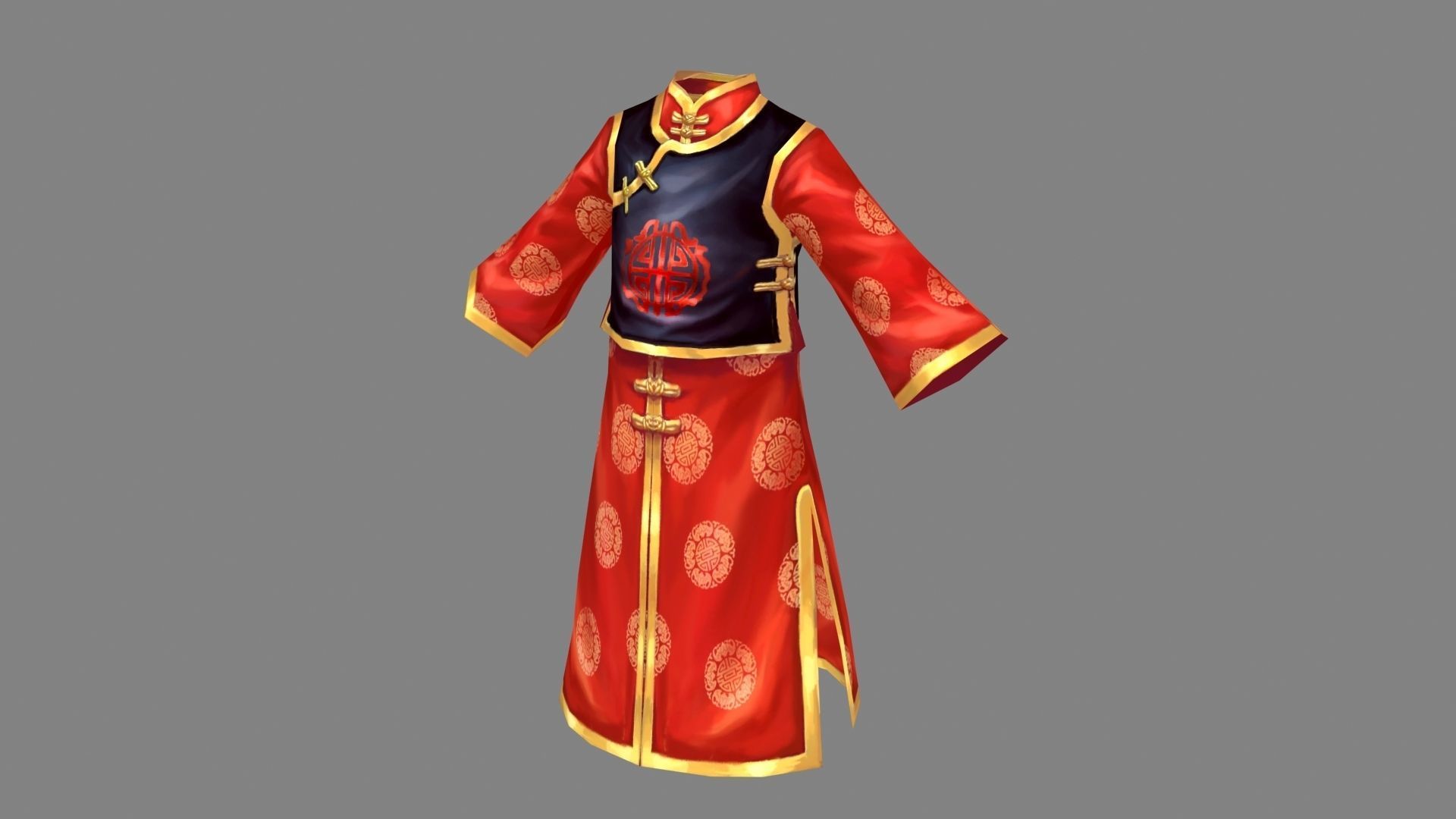 3D model Cartoon Tang costume - traditional Chinese garments VR / AR ...