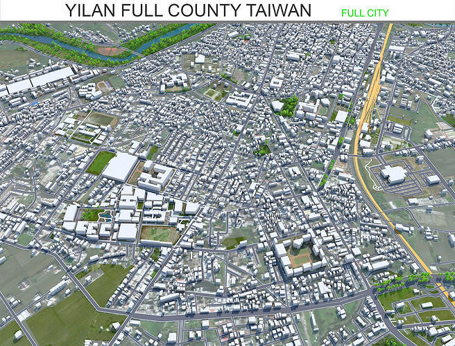 3D model Yilan Full County Taiwan 50km AI VR / AR / low-poly | CGTrader