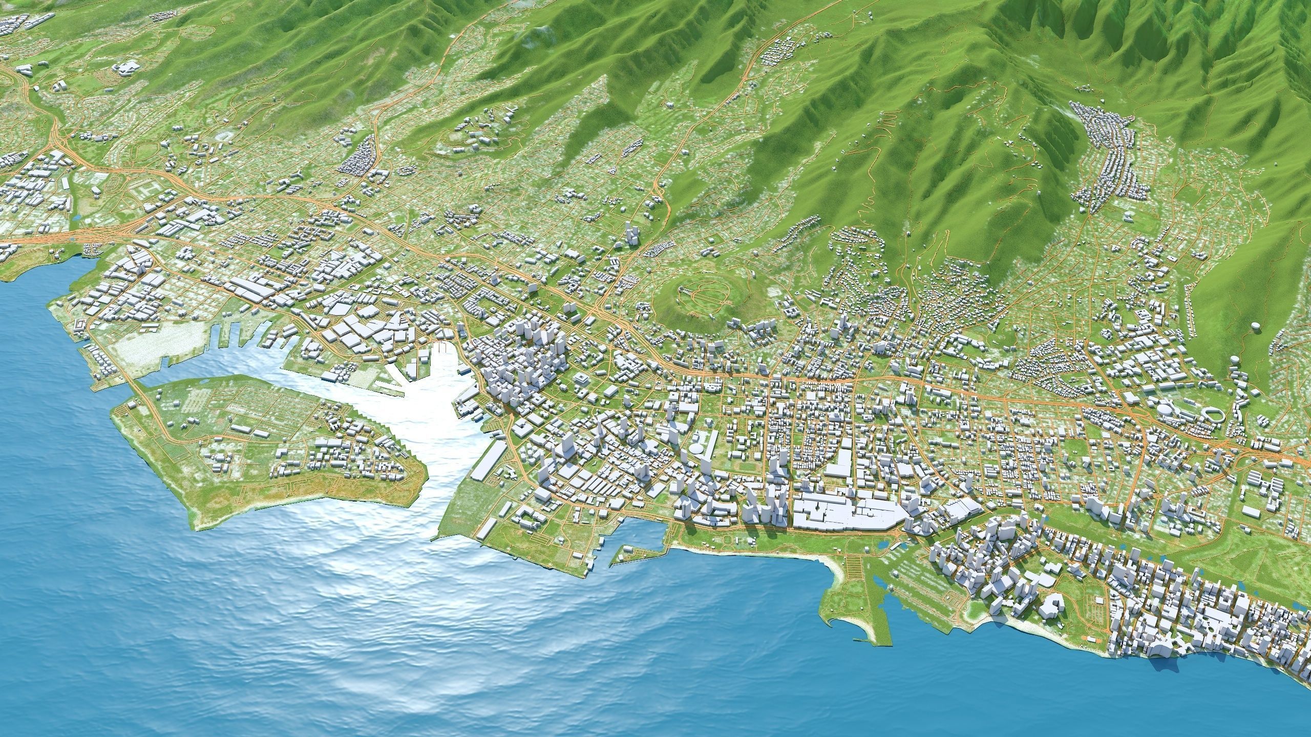 3D model Oahu Island Terrain 90km VR / AR / low-poly | CGTrader