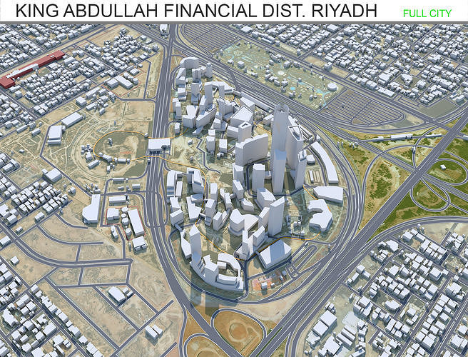 3D model King Abdullah Financial District KAFD Riyadh 5km VR / AR / low ...