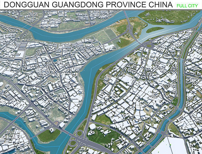 3D model Dongguan Guangdong Province China 50km AI VR / AR / low-poly ...