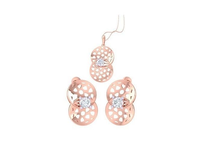 Solitaire Earring Pendant Set 3dm STL OBJ FBX Renders Details 3D model 3D printable | CGTrader