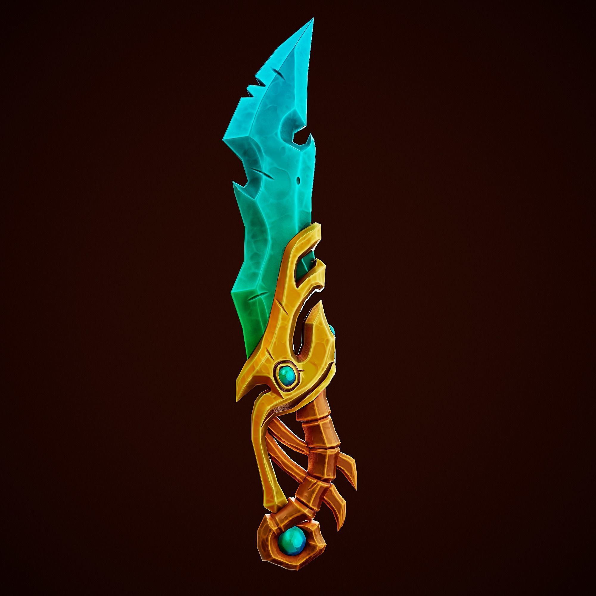 3D model Gold-Krystall Stylize Sword VR / AR / low-poly | CGTrader