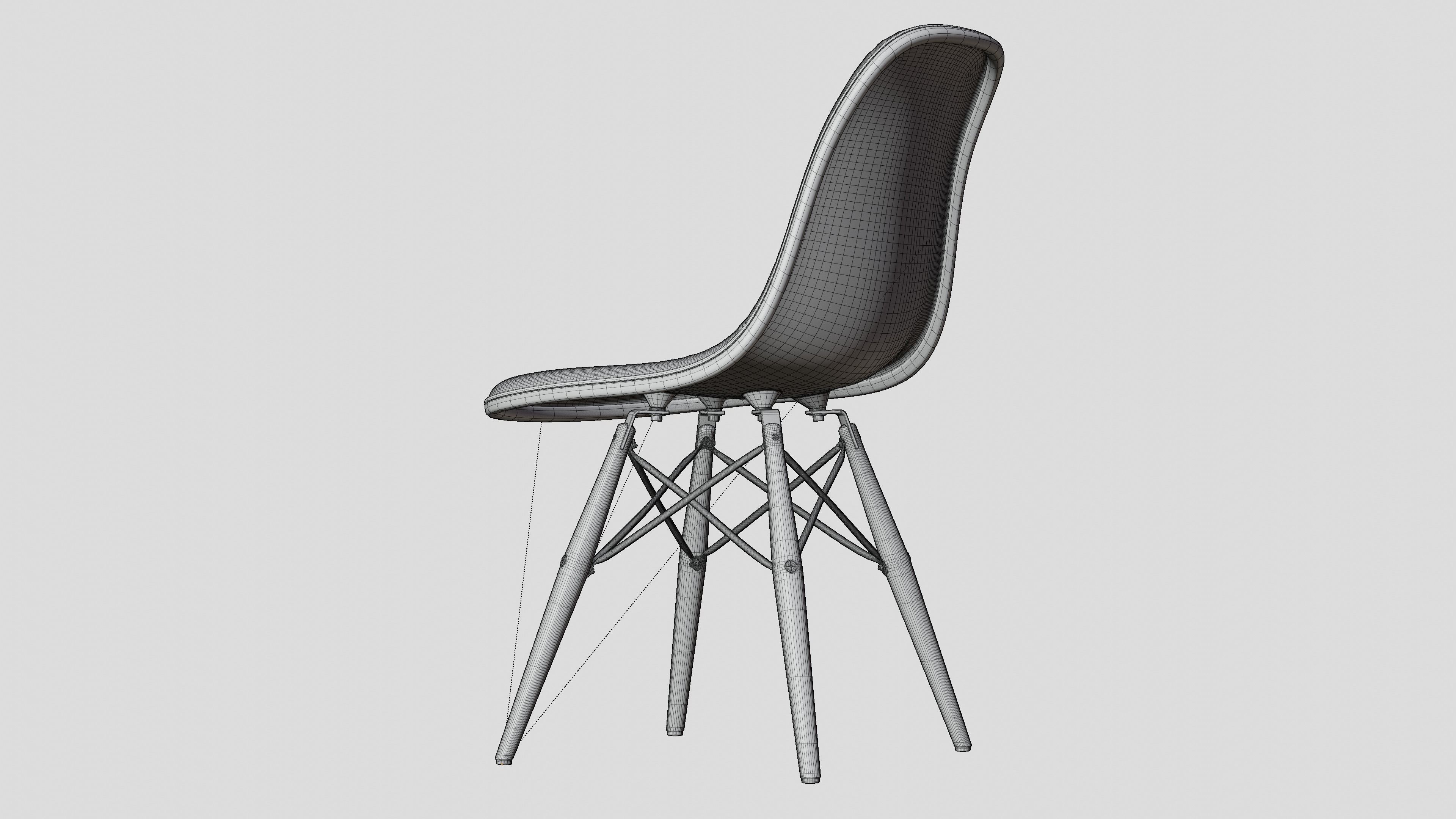 Eames Dowel Base Side Chair 3D model | CGTrader