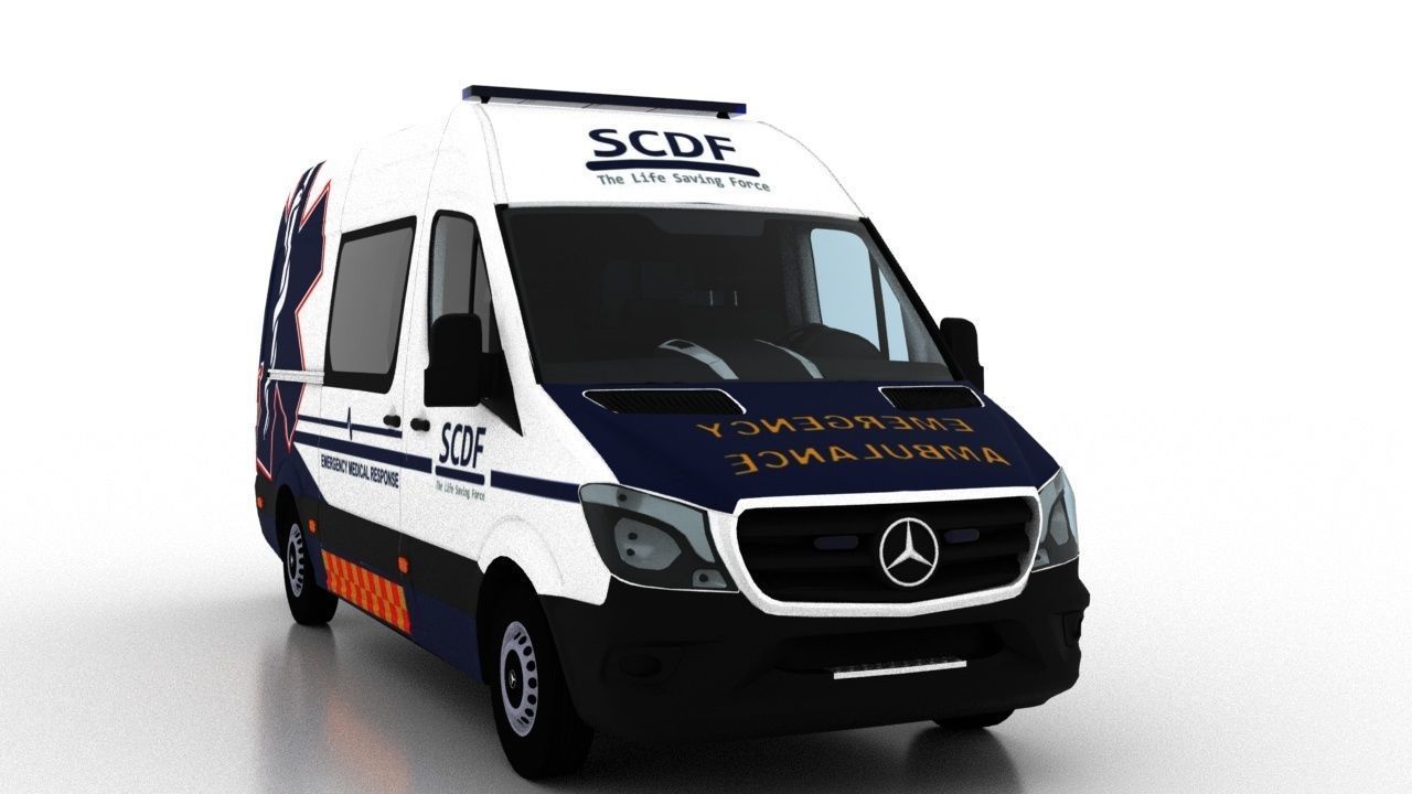Mercedes Benz Sprinter L2H2 2015 Singapore Ambulance 2 3D model | CGTrader