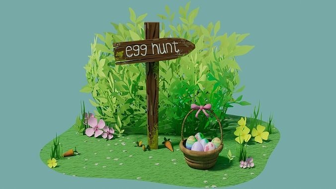 3D model Stylized Easter Egg Hunt Scene VR / AR / low-poly | CGTrader