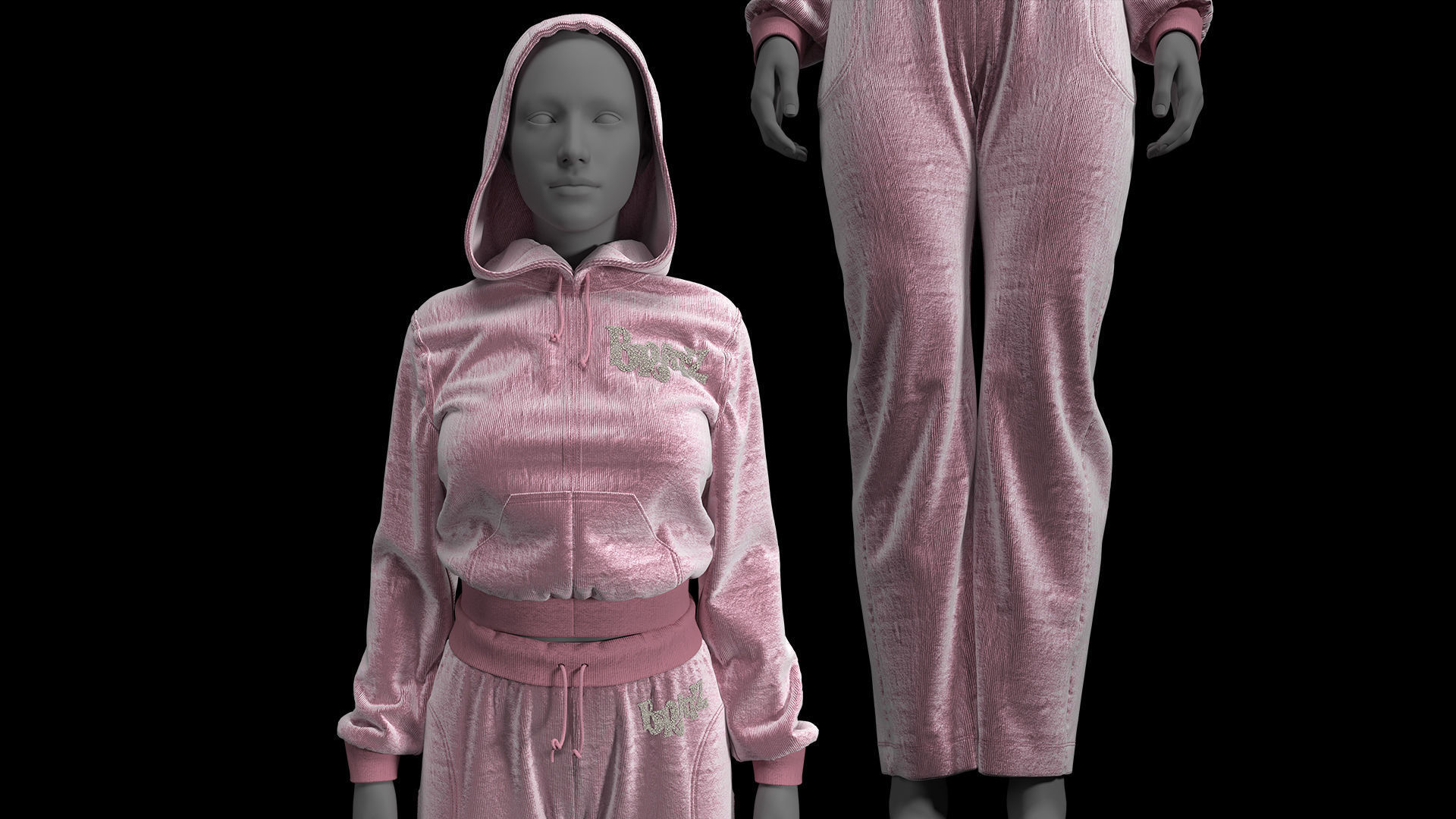 Pink Tracksuit with Bratz Logo Fitted to Gen8 Body Mesh 3D model | CGTrader