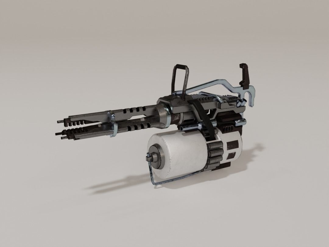 Free low-poly futuristic minigun free VR / AR / low-poly 3D model ...